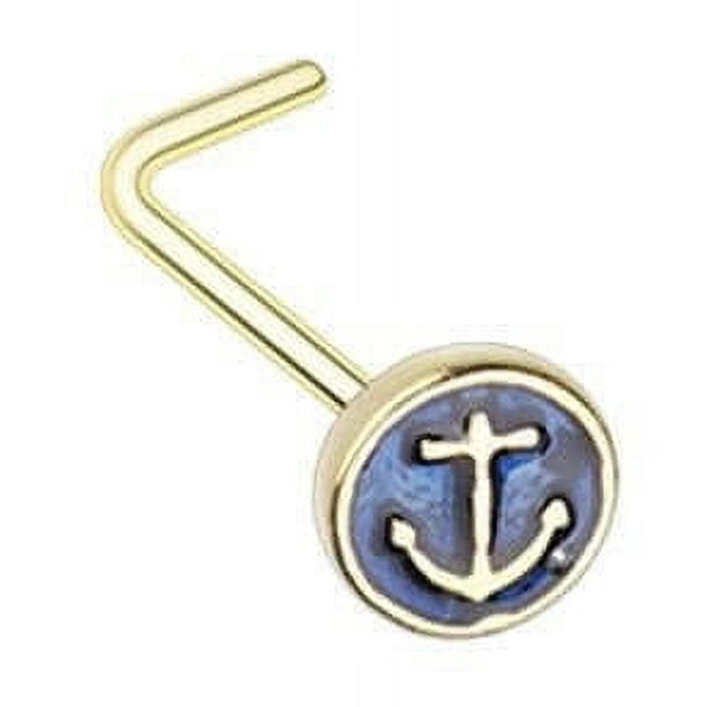 Golden Anchor Inlay L-Shape Nose Ring - Walmart.com
