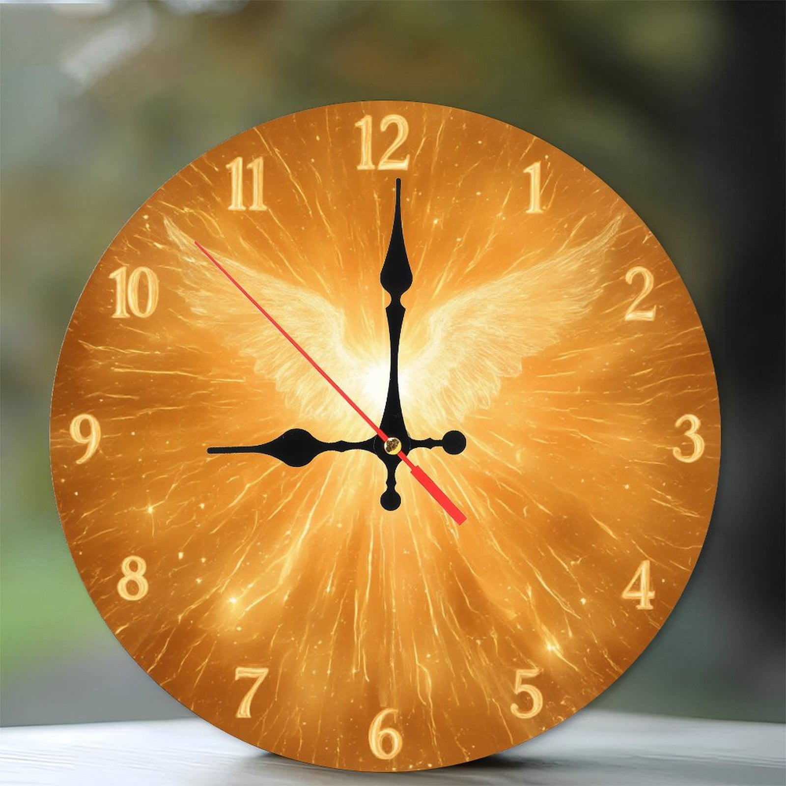 Golden Angel Wings Clock Wall Decor Art Home Decor 10-Inch Silent ...