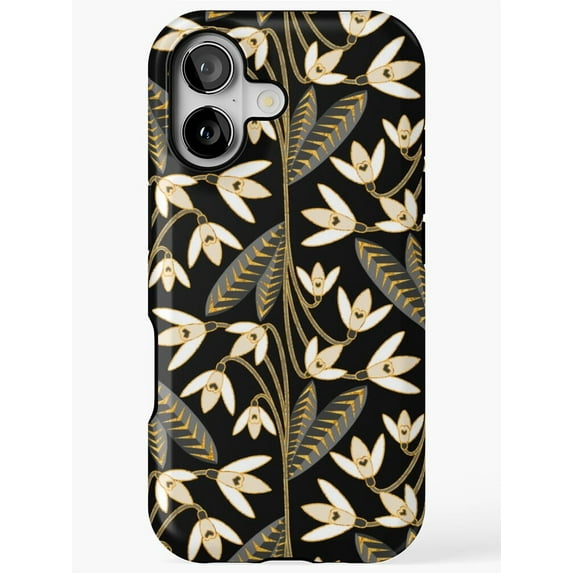 Golden Art Deco Snowdrops Art Phone Case for iPhone 11 12 13 14 15 16 ...
