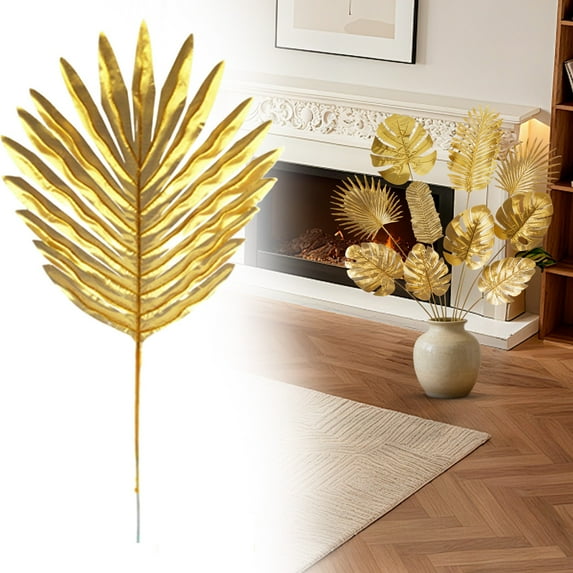 Golden Artificial Palm Leaves, Faux Monstera Leaves Simulation Safari ...