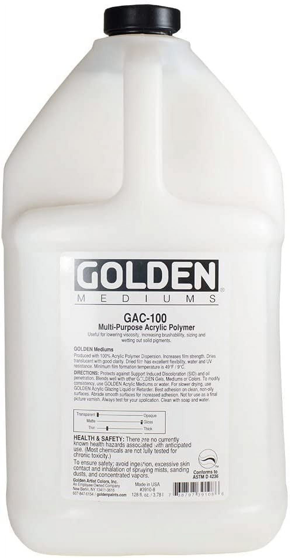 Golden Artist Colors GAC 100 Acrylic Polymer, 128 Oz, Multi-Purpose ...