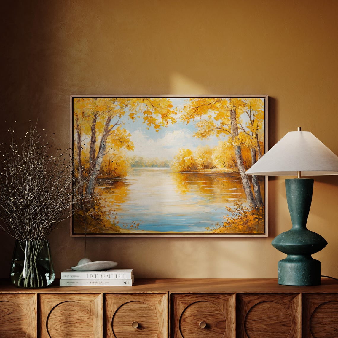 Golden Autumn Lake - Serene Birch Trees And Reflective Waters - Vibrant ...