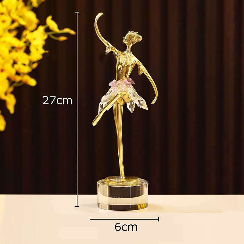 Golden Ballerina Copper Alloy Sculpture Desk Decoration Ballet Dancer ...