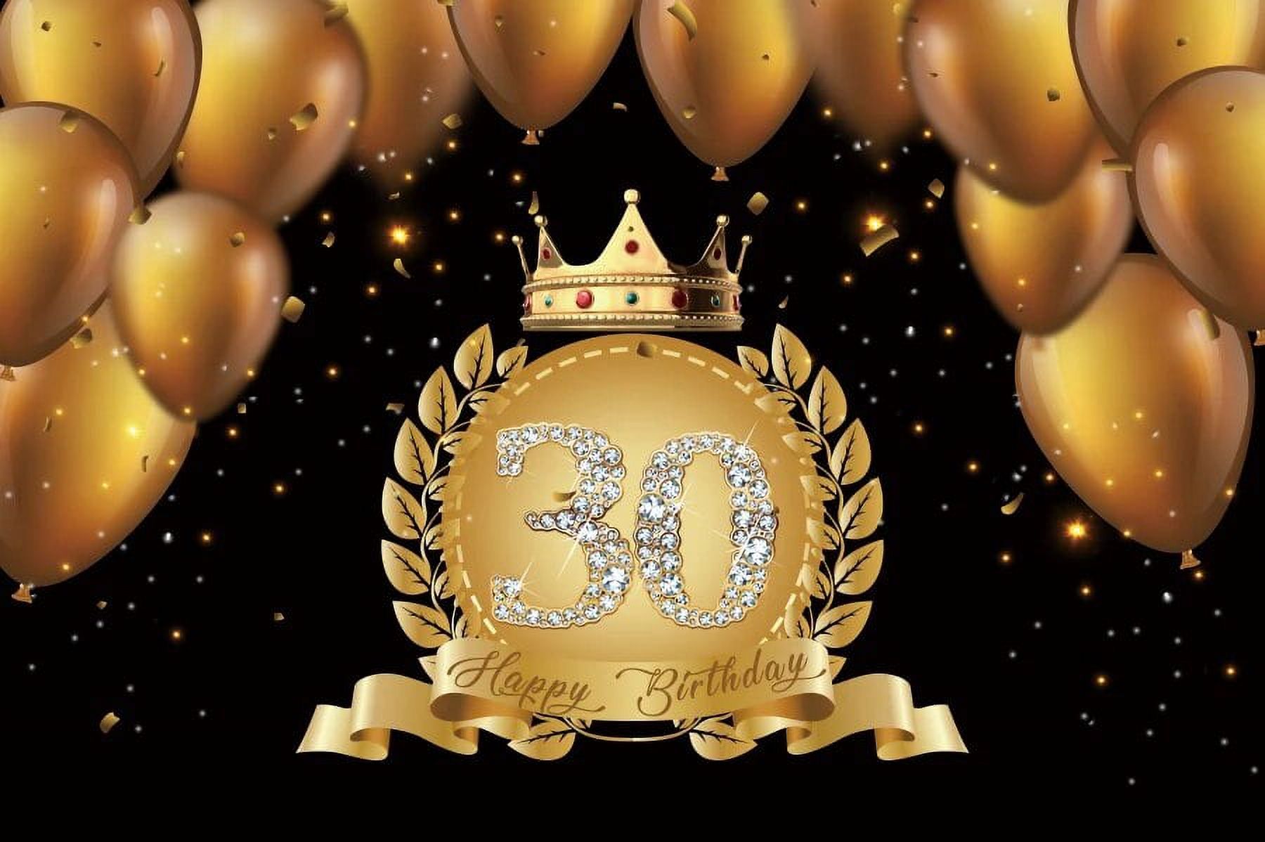 Golden Balloons Crown 30th Birthday Photography Background Glitter ...