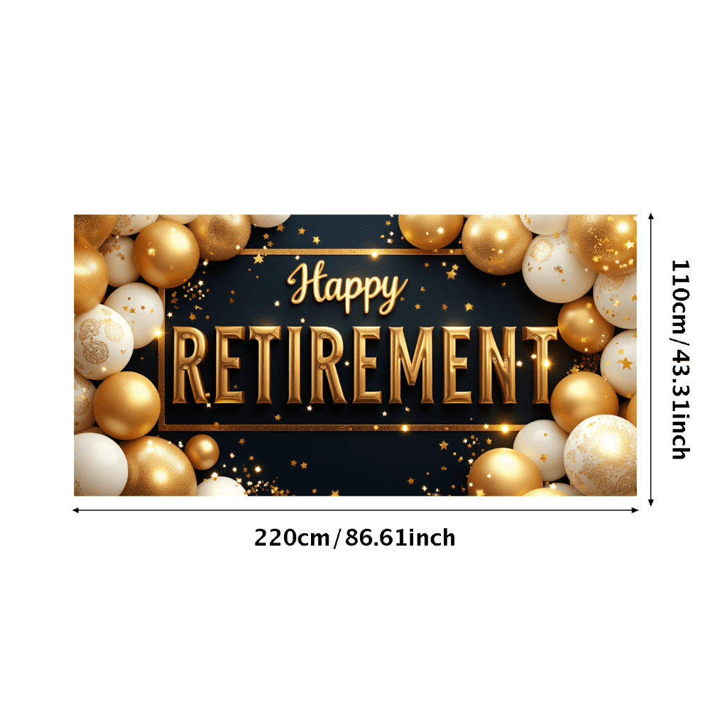 Golden Balloons Happy Retirement Party Backdrop for Celebration Event ...