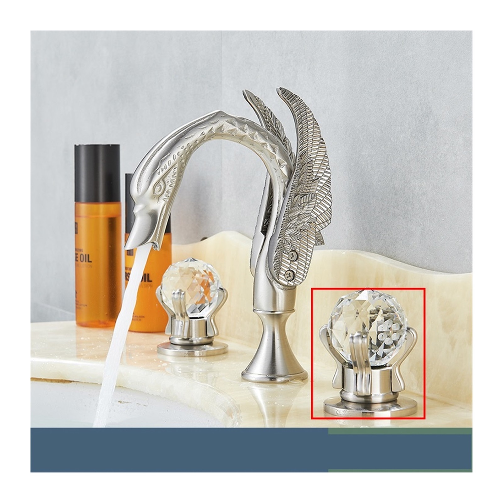 Golden Bathroom Basin Faucet Sink Tap Polished Gold Bathtub Swan Two ...