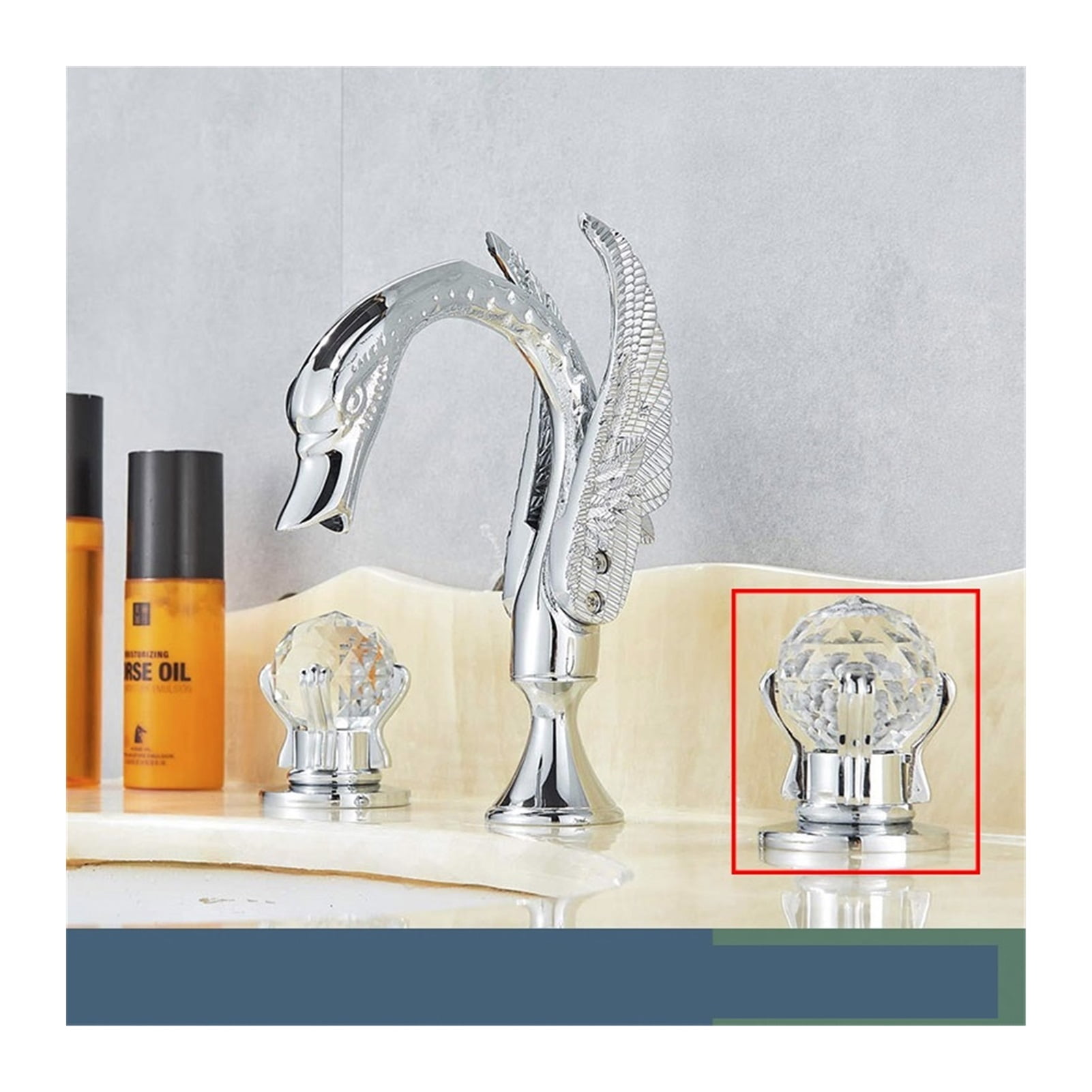 Golden Bathroom Basin Faucet Sink Tap Polished Gold Bathtub Swan Two ...