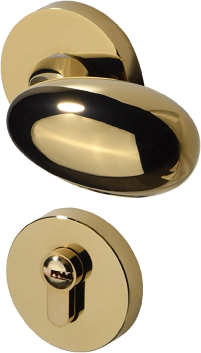 Golden Bedroom Door Lock Bathroom Lock Magnetic Silent Room Door Handle ...