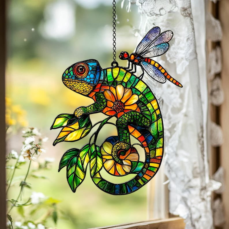Golden Bee Faux Stained Glass Suncatcher – Acrylic Bee Window Art with Pastel Wings, Nature ...