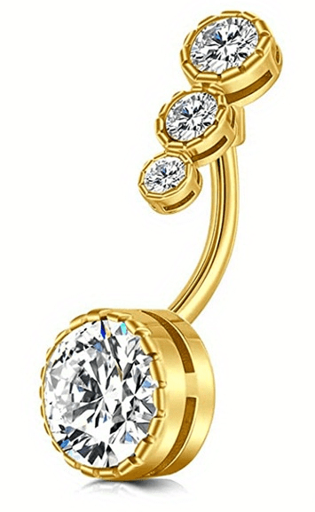 Golden Belly Button Rings Pack, Stainless Steel 10mm Heart Flower ...