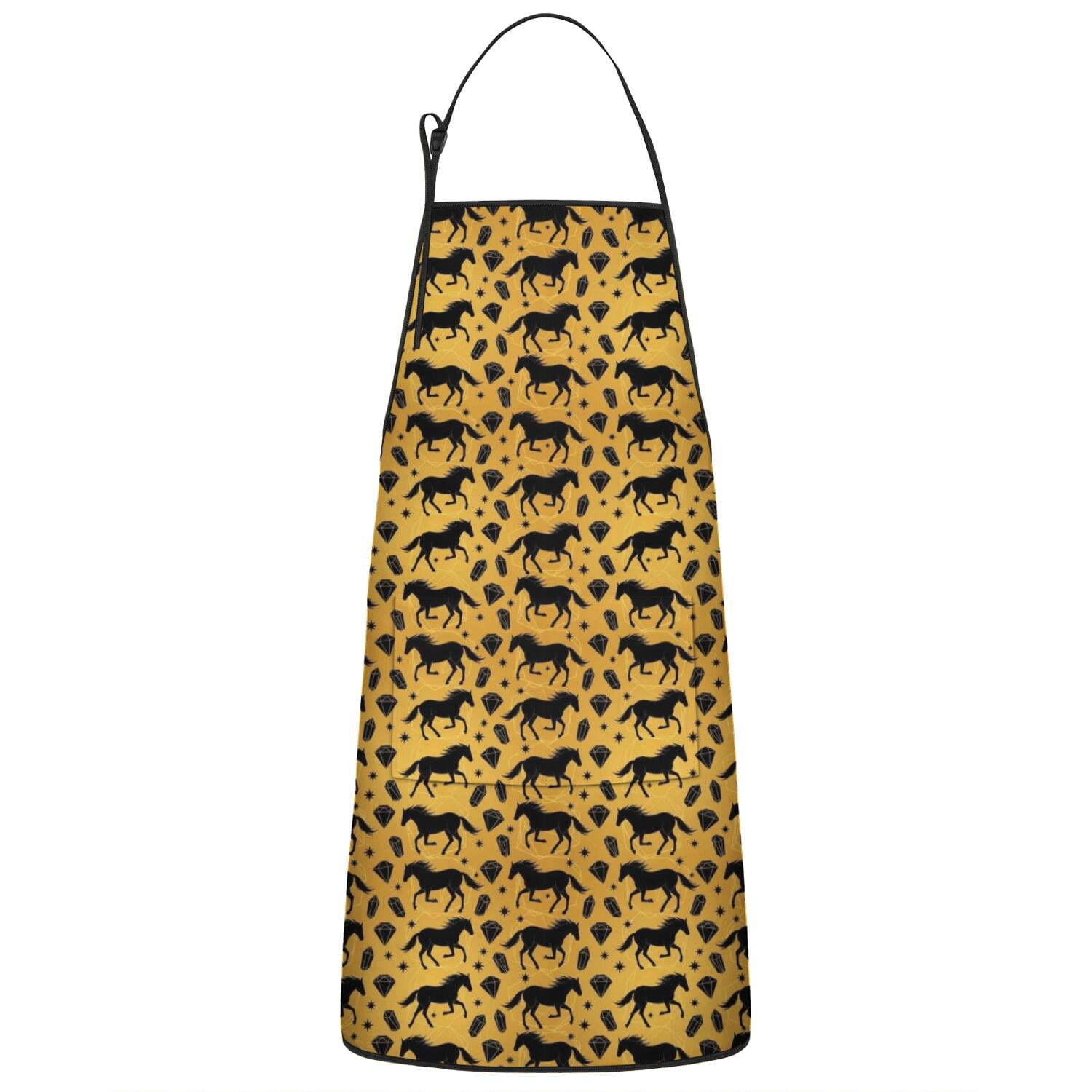 Golden Black Horse and Diamond Pattern Apron-Garden Aprons for Women ...
