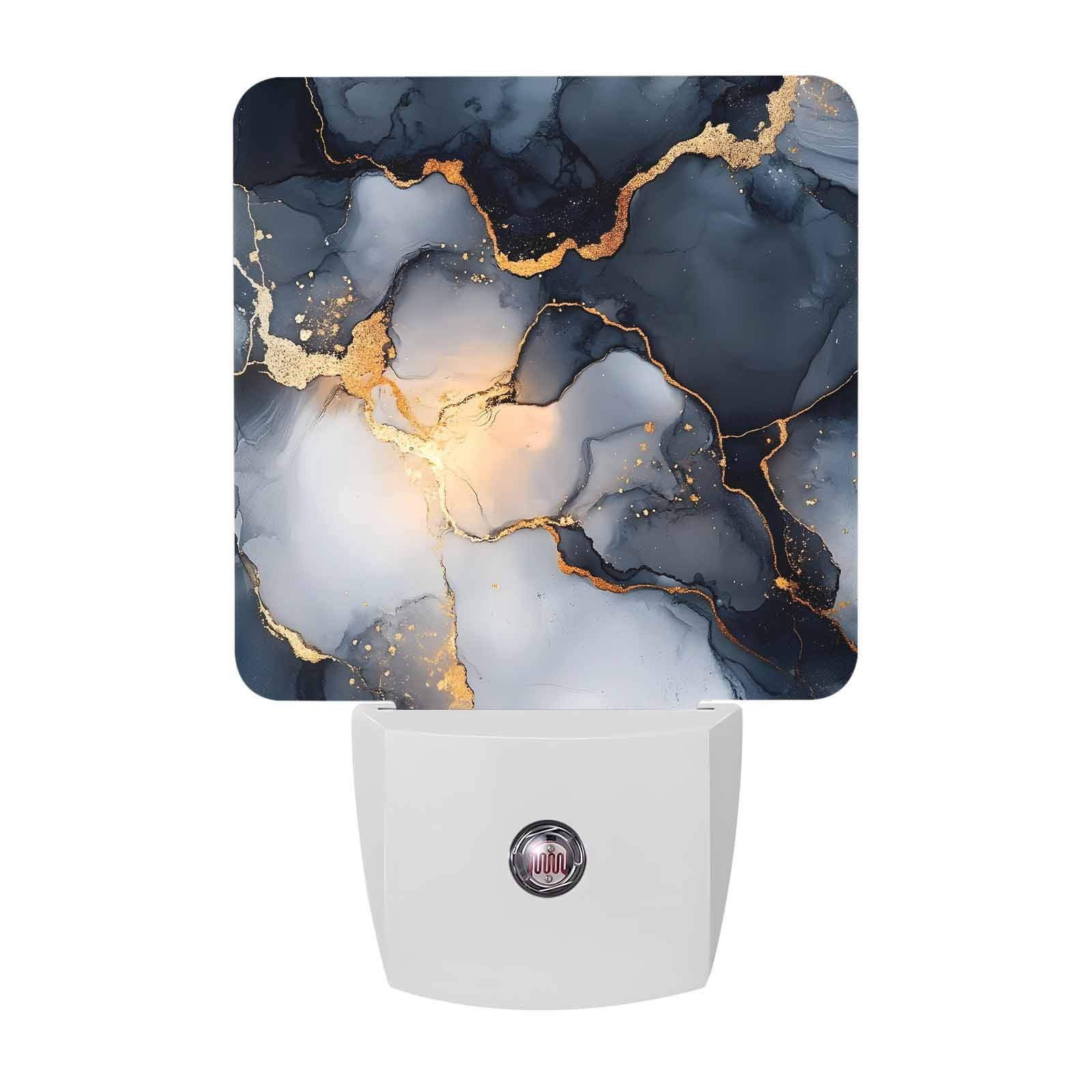 Golden Black Marble Plug-in LED Night Lights Abstract Art Auto Dusk-to ...