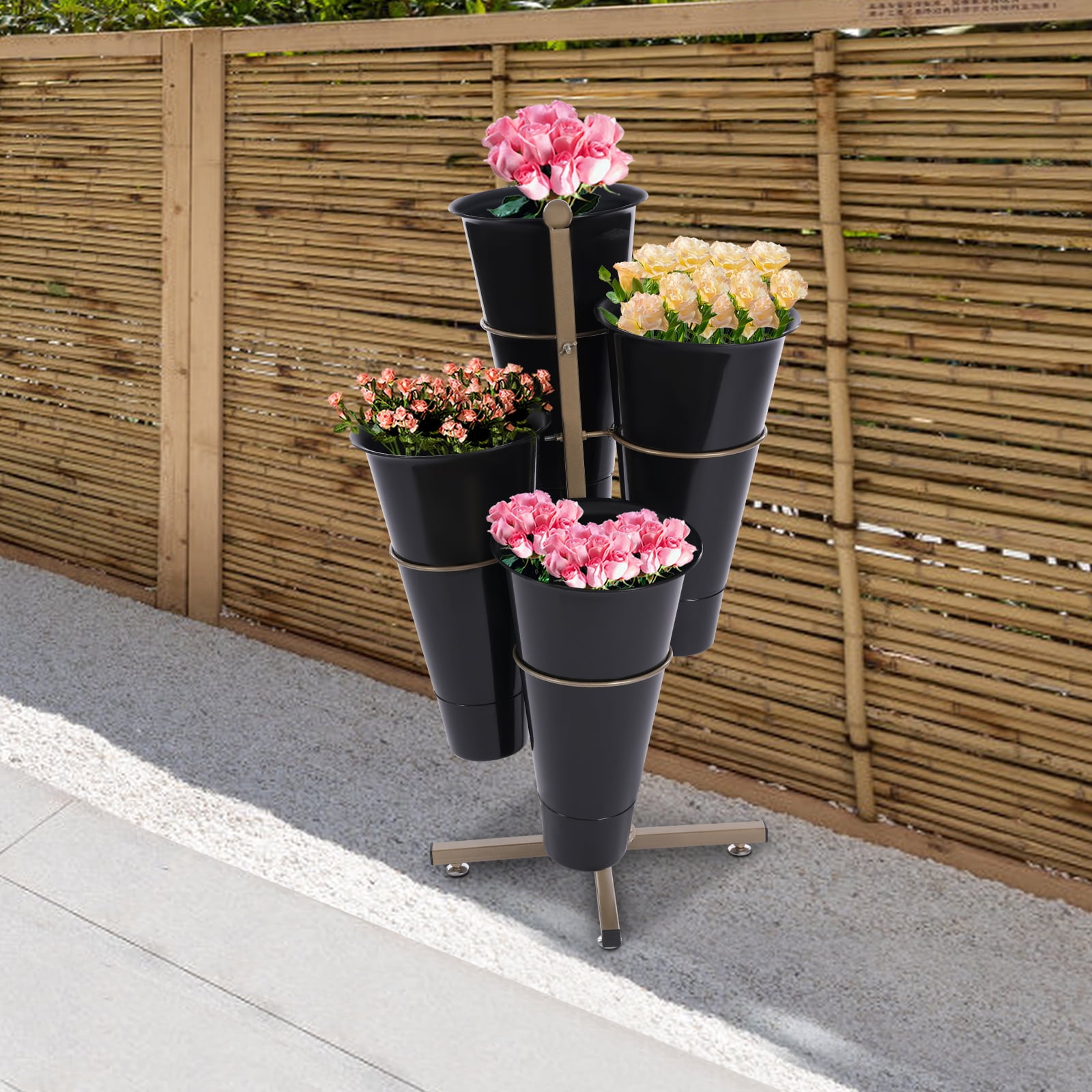 Golden, Black Metal Flower Display Stand, Floor Mounting Modern Style ...