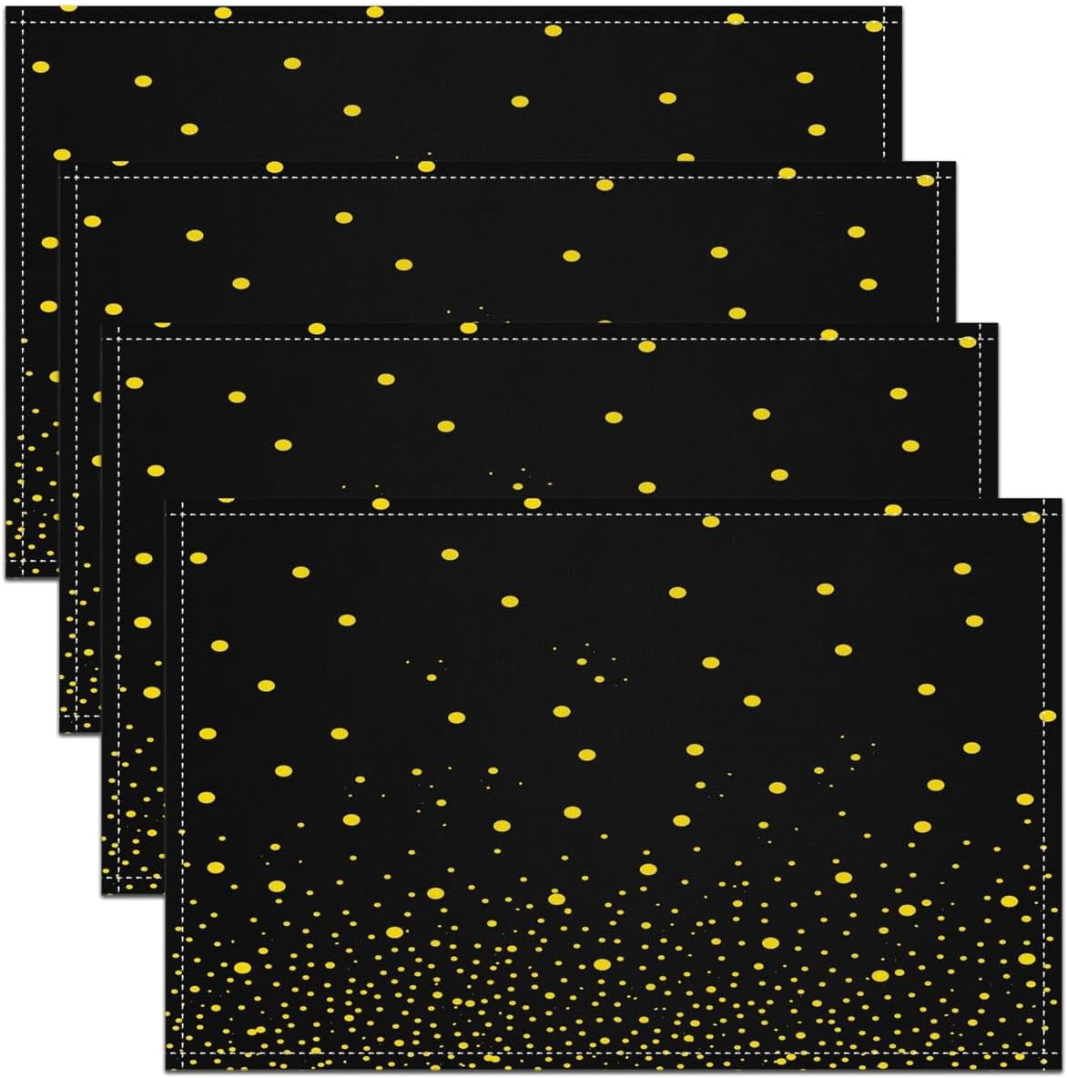 Golden Black Polar Dot Placemats Set of 4 Polar Dot Placemats for ...