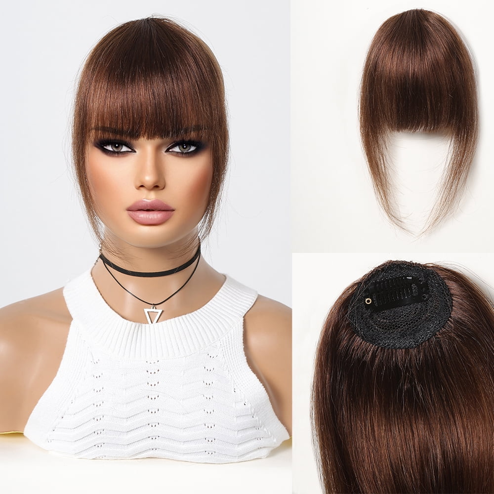 Golden Blonde Human Hair Fringe Bangs Clips in Straight 3D Air Fringe ...