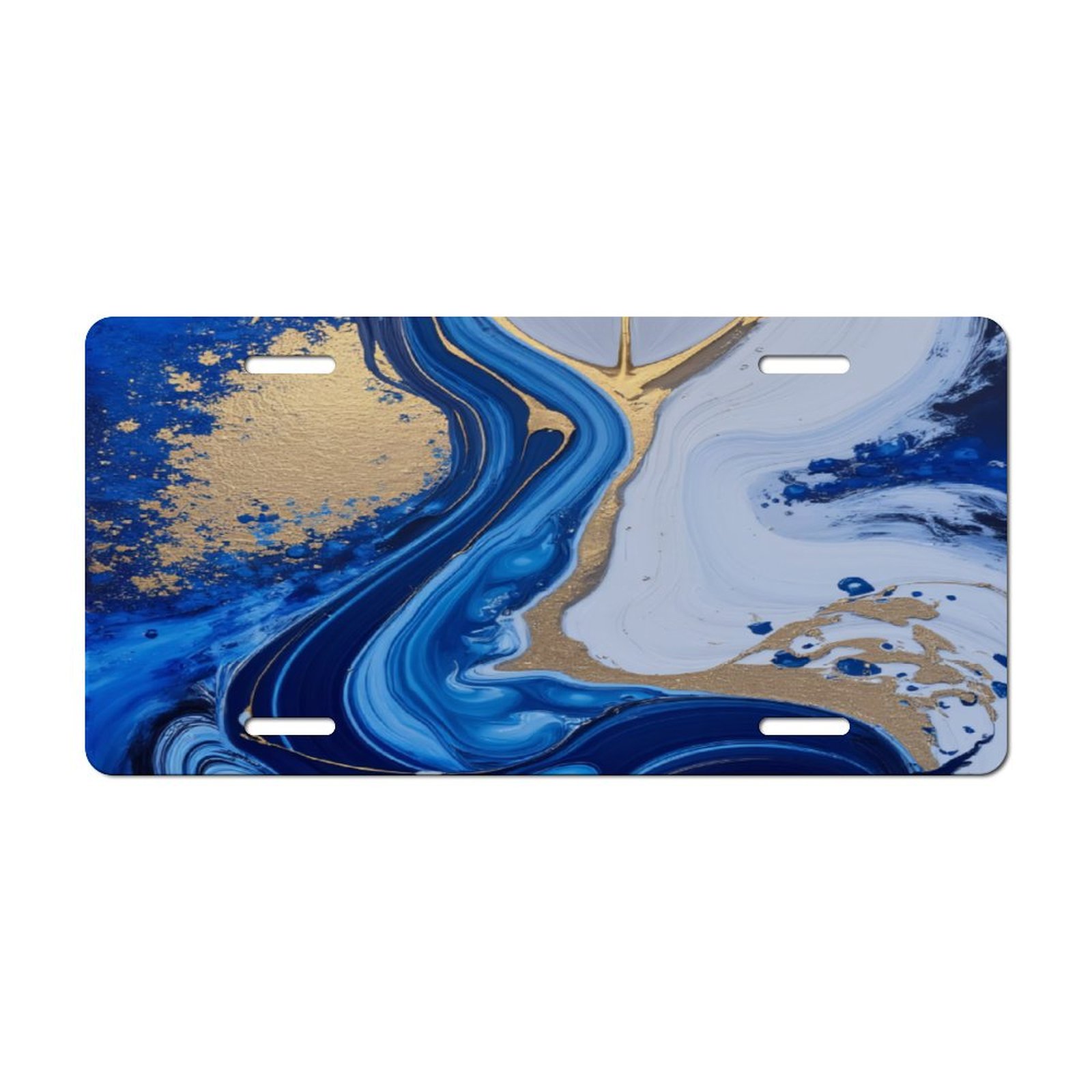 Golden Blue Abstract Art License Plate Lightweight Aluminum Automotive ...