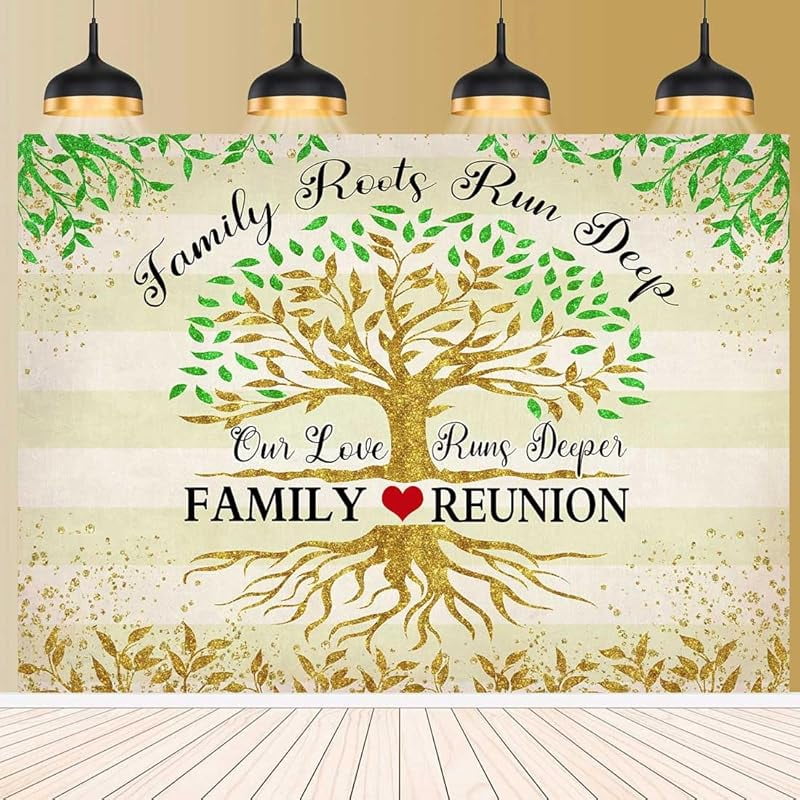 Golden Blue Family Reunion Beautiful Backdrop Family Tree Leaves Family ...