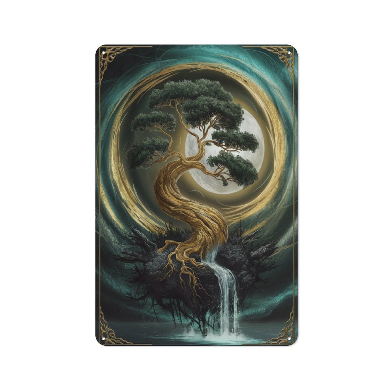 Golden Bonsai Sanctuary 4 Metal Tin Sign - Durable Aluminum Wall Art ...