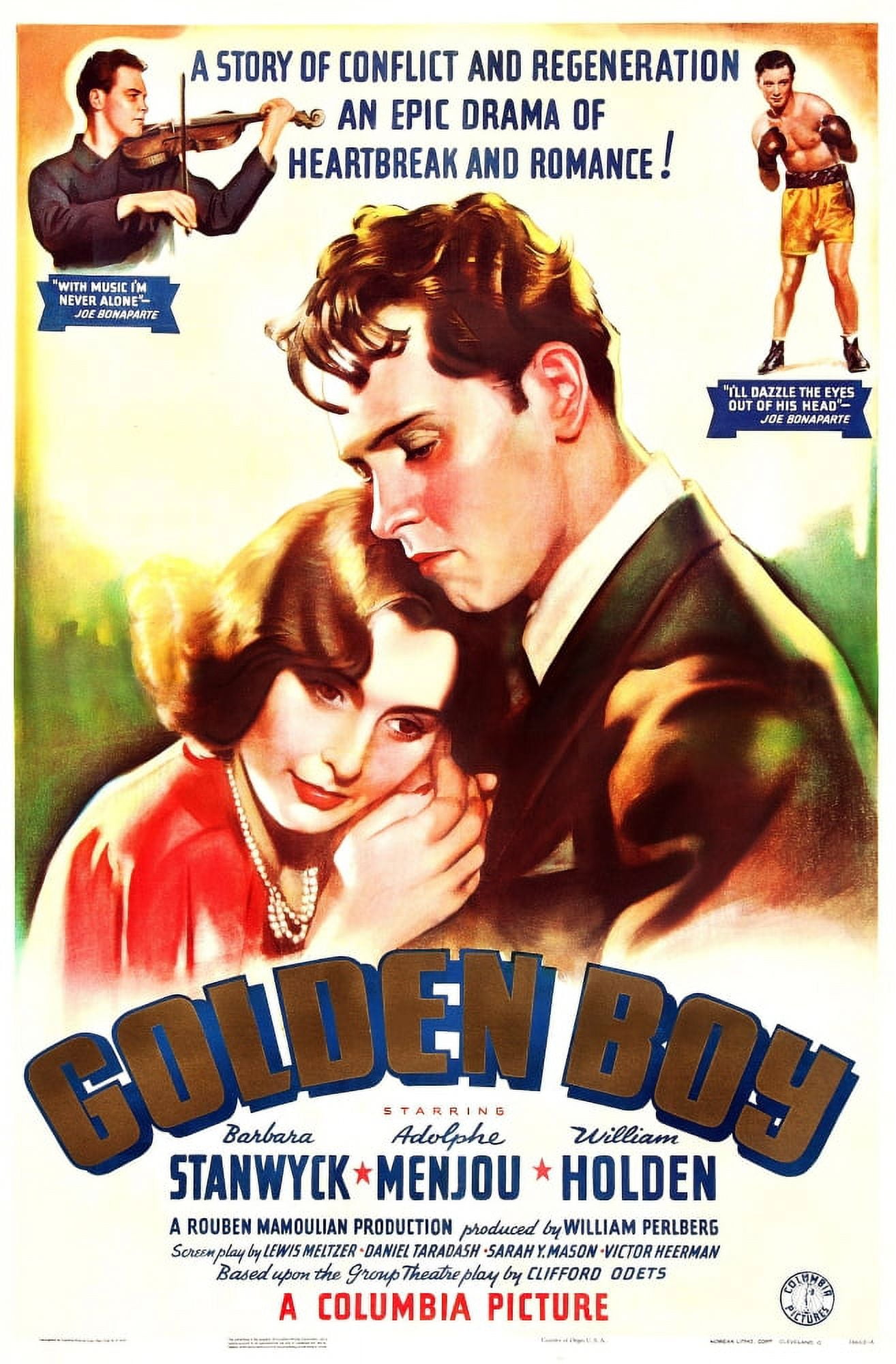 Golden Boy Us Poster Art Bottom From Left: Barbara Stanwyck William ...