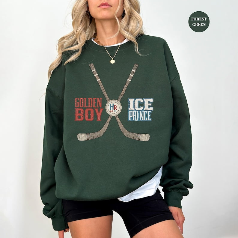 Golden Boy and Ice Prince Hockey Sticks Sweatshirt, Rivalry Hockey ...