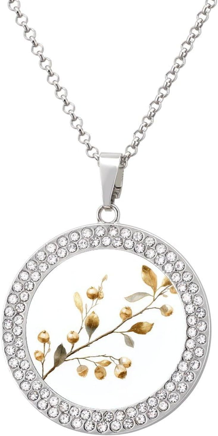 Golden Branch Minimal Round Pendant Necklace Silver Jewelry for Women[u564] - Walmart.com