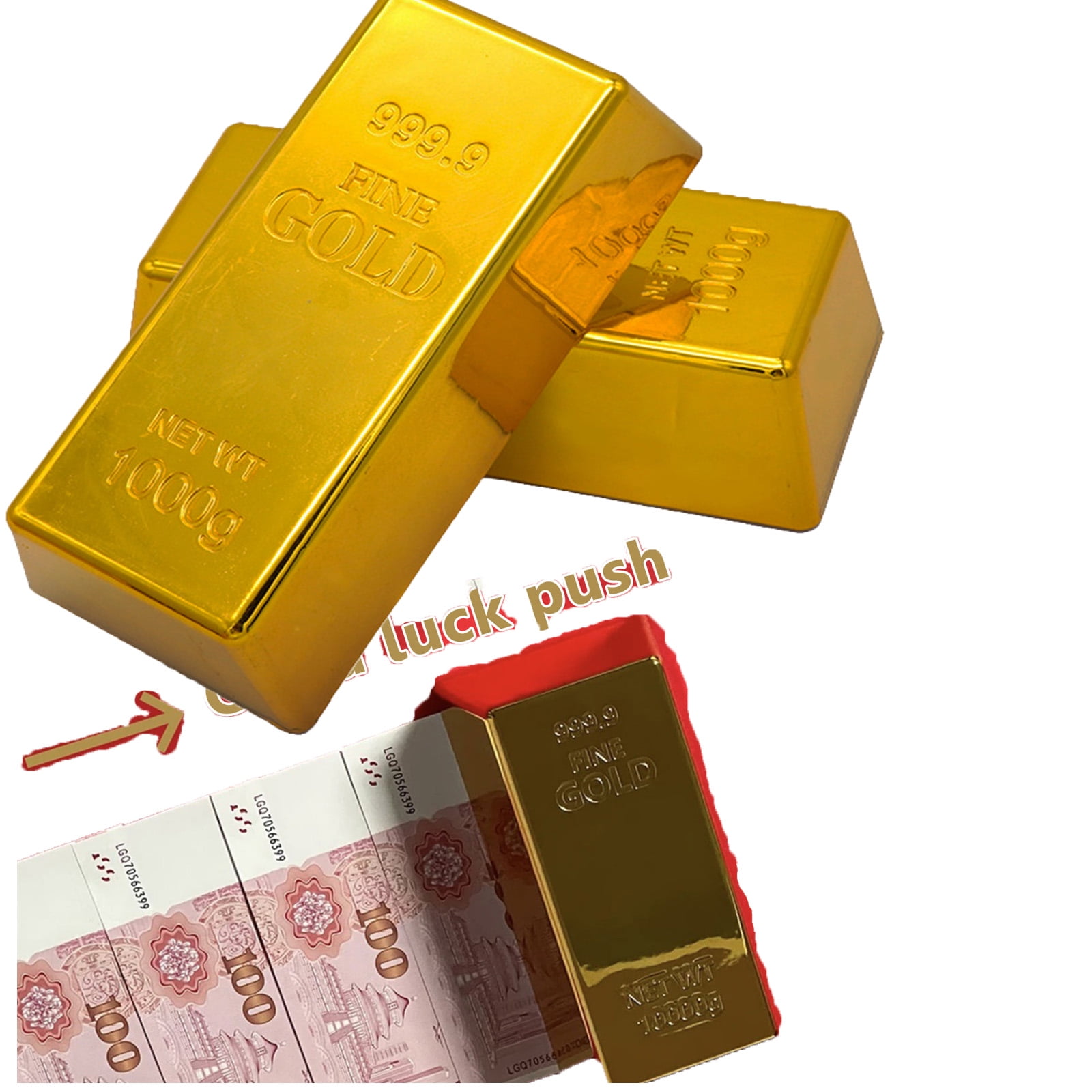 Golden Brick Magical Red Envelope Surprise Box Gift Box for Money, Push Money Box, 2024 Dragons ...