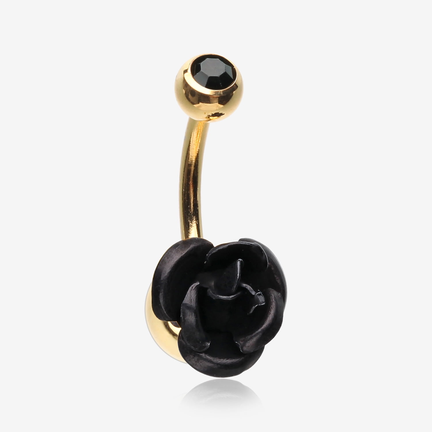 Golden Bright Metal Rose Blossom Belly Button Ring-Black - Walmart.com