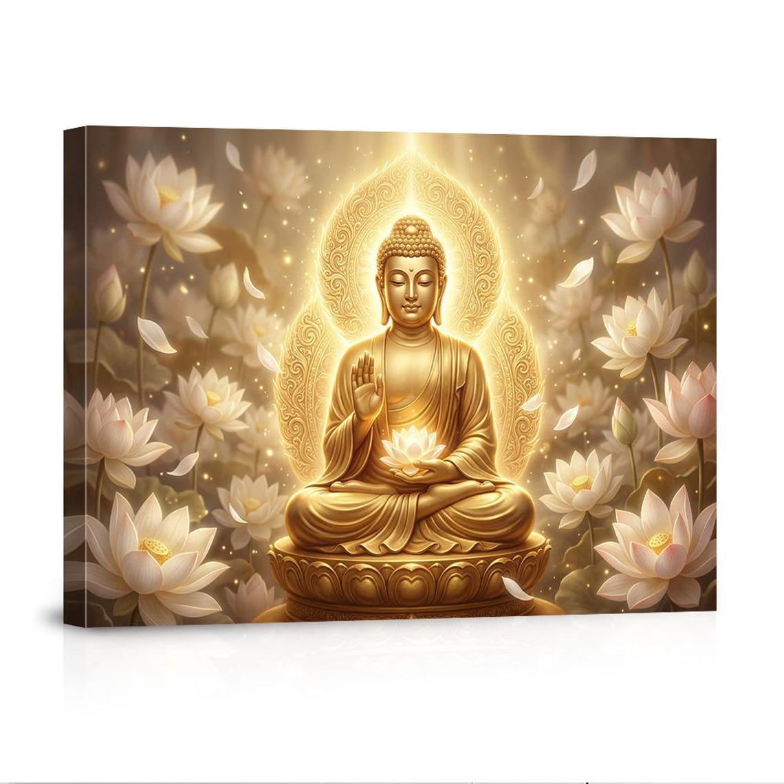 Golden Buddha Lotus Serene Spiritual Zen Peace Enlightenment Meditative ...