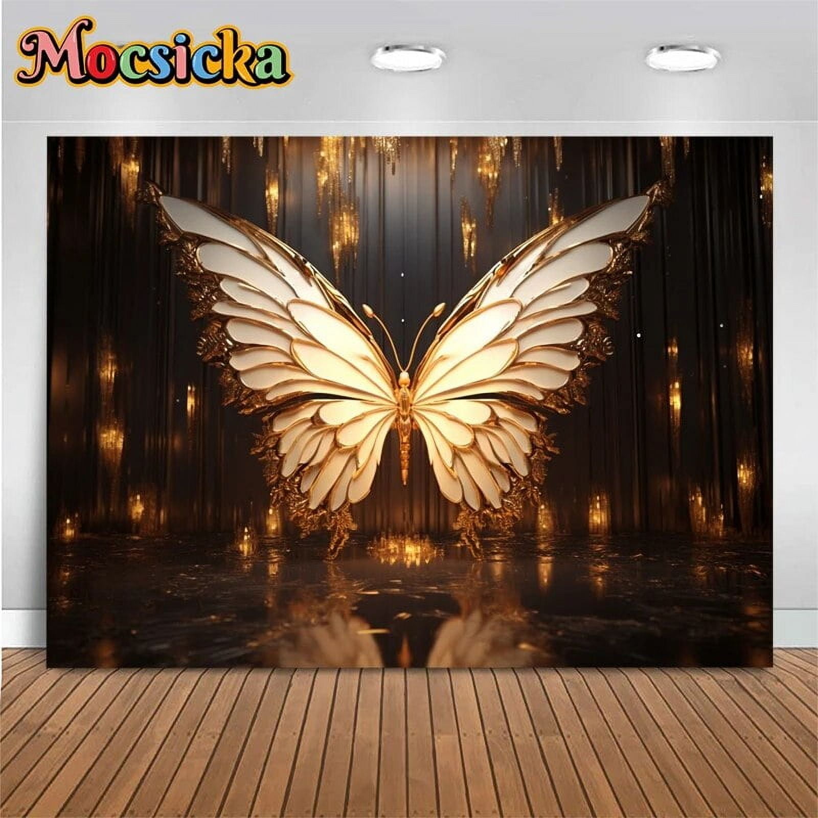 Golden Butterfly Backdrop Photography Adult Baby Shower Girl Birthday ...
