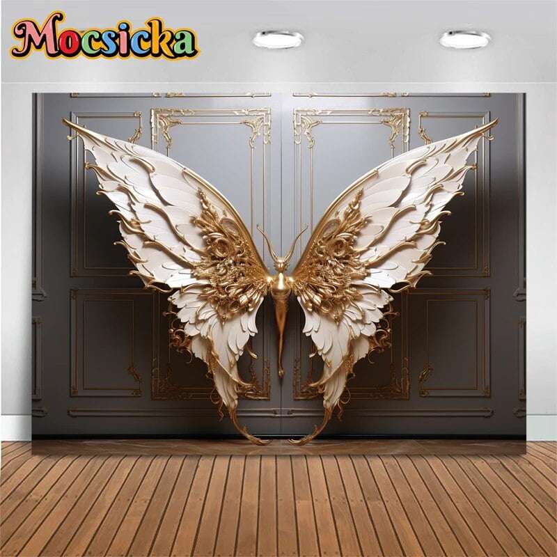 Golden Butterfly Backdrop Photography Adult Baby Shower Girl Birthday ...