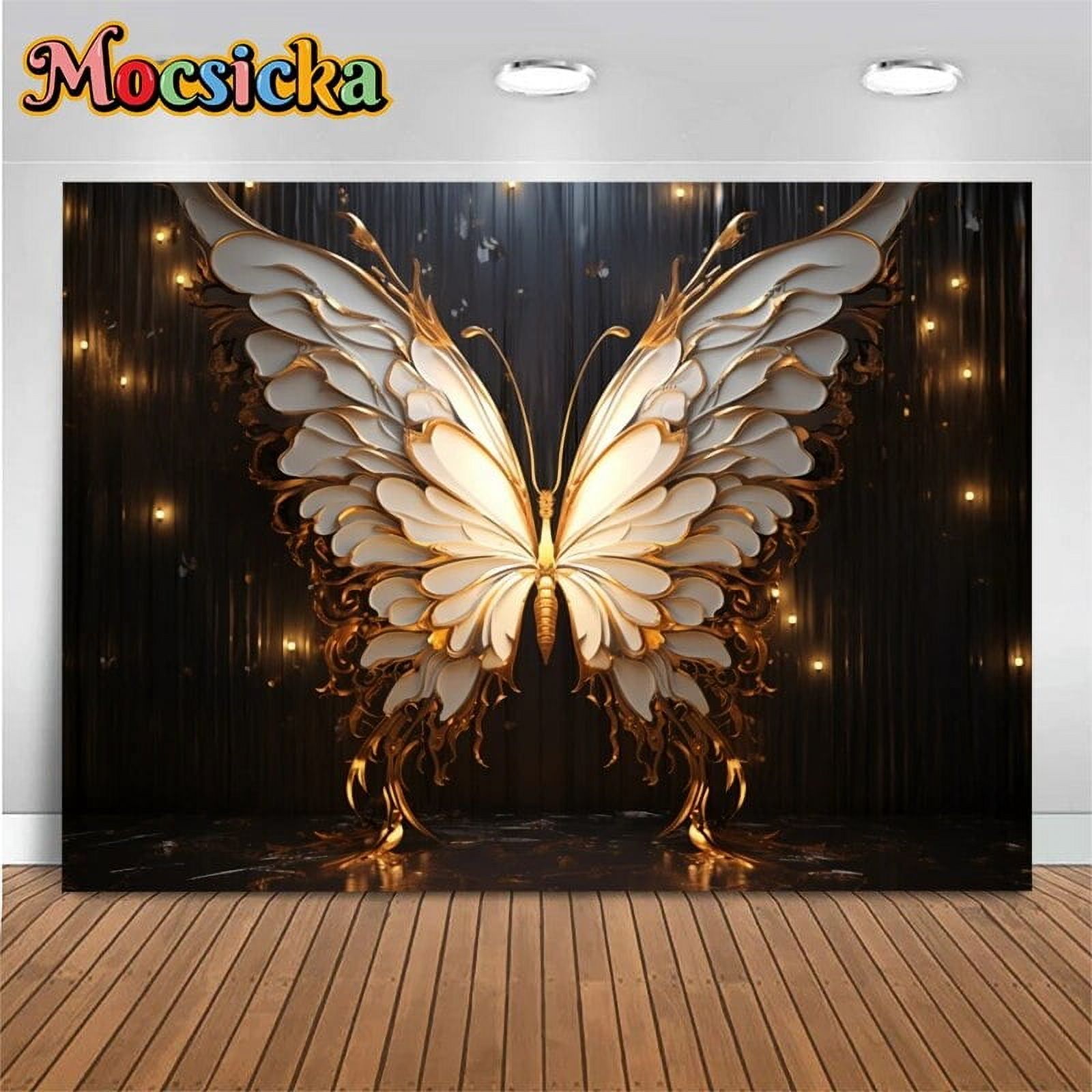 Golden Butterfly Backdrop Photography Adult Baby Shower Girl Birthday ...