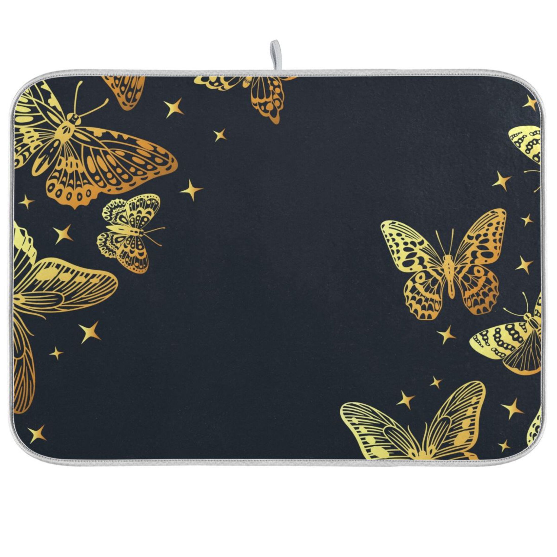 Golden Butterfly Dish Drying Mat Microfiber Kitchen Pad Large Counter ...