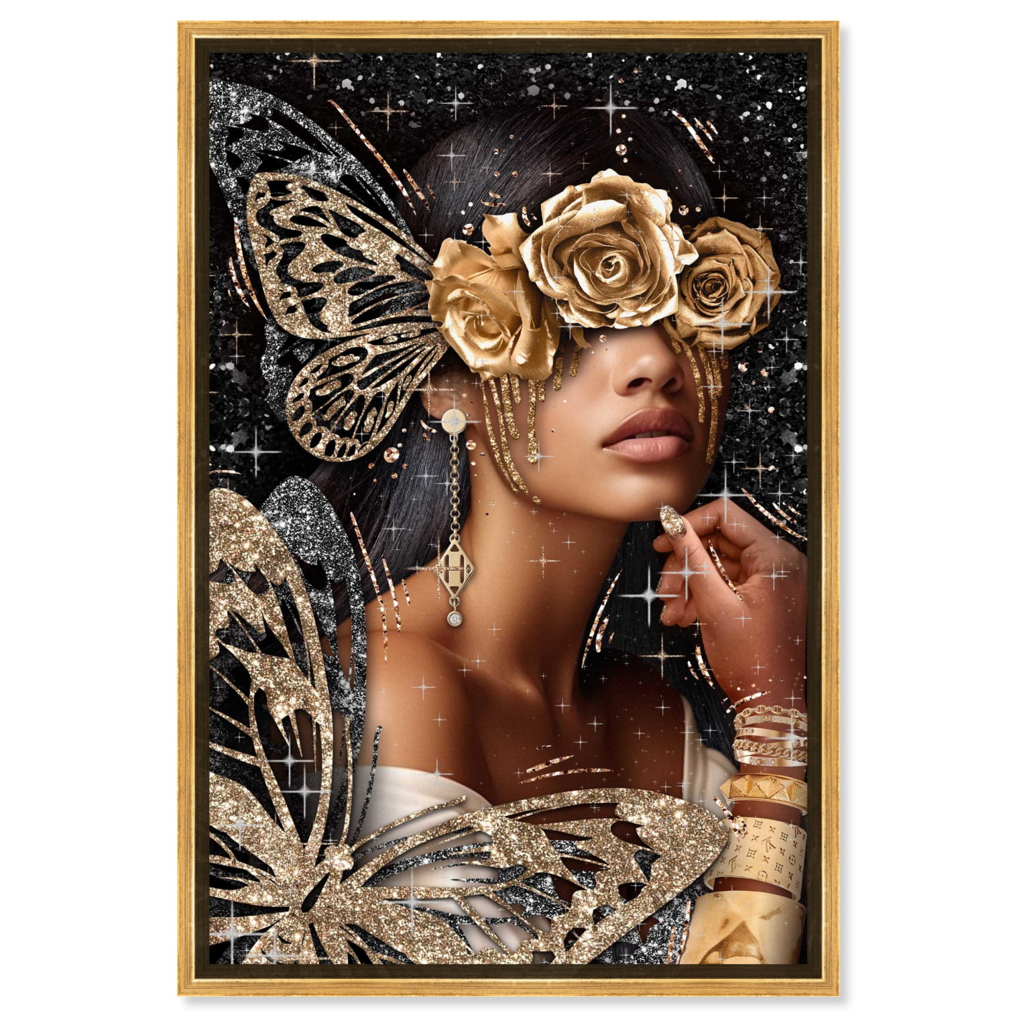 Golden Butterfly Goddess Canvas Glam Women Art by Art Remedy, Gold ...