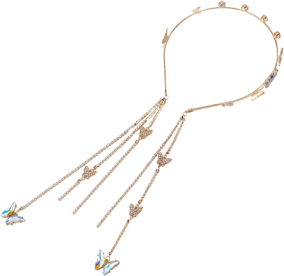 Golden Butterfly Rhinestone Headbands Wedding Butterflies Headband ...