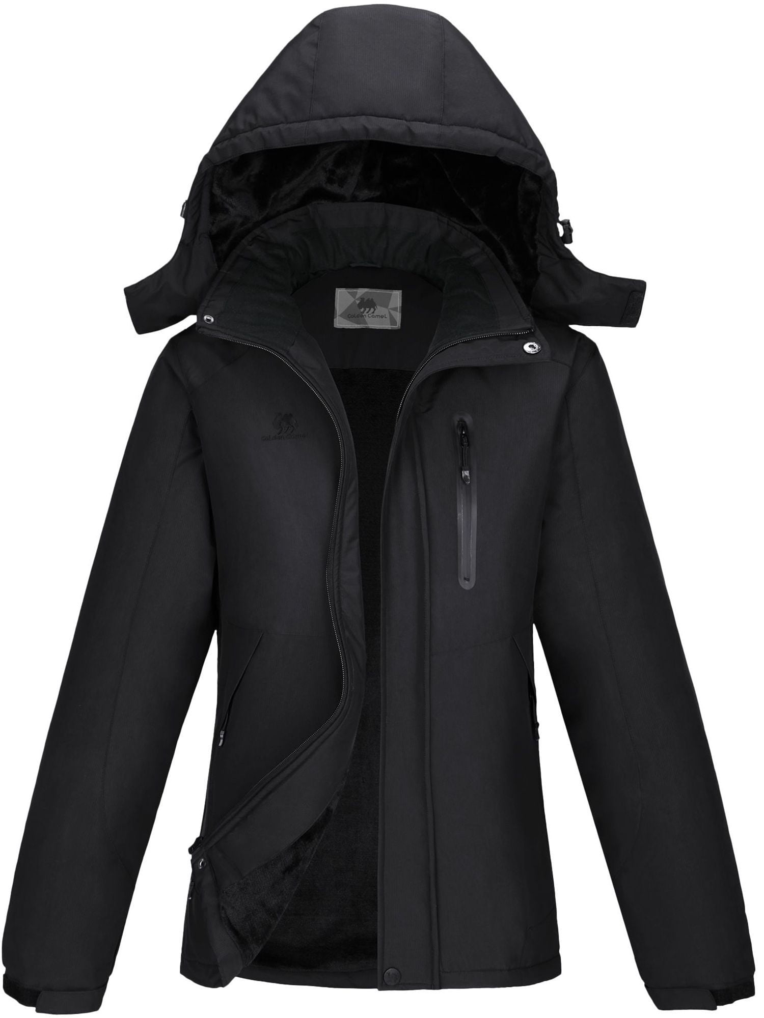 Generic Ski Jacket Women Coat for Winter Outerwear Windproof Coat Black ...
