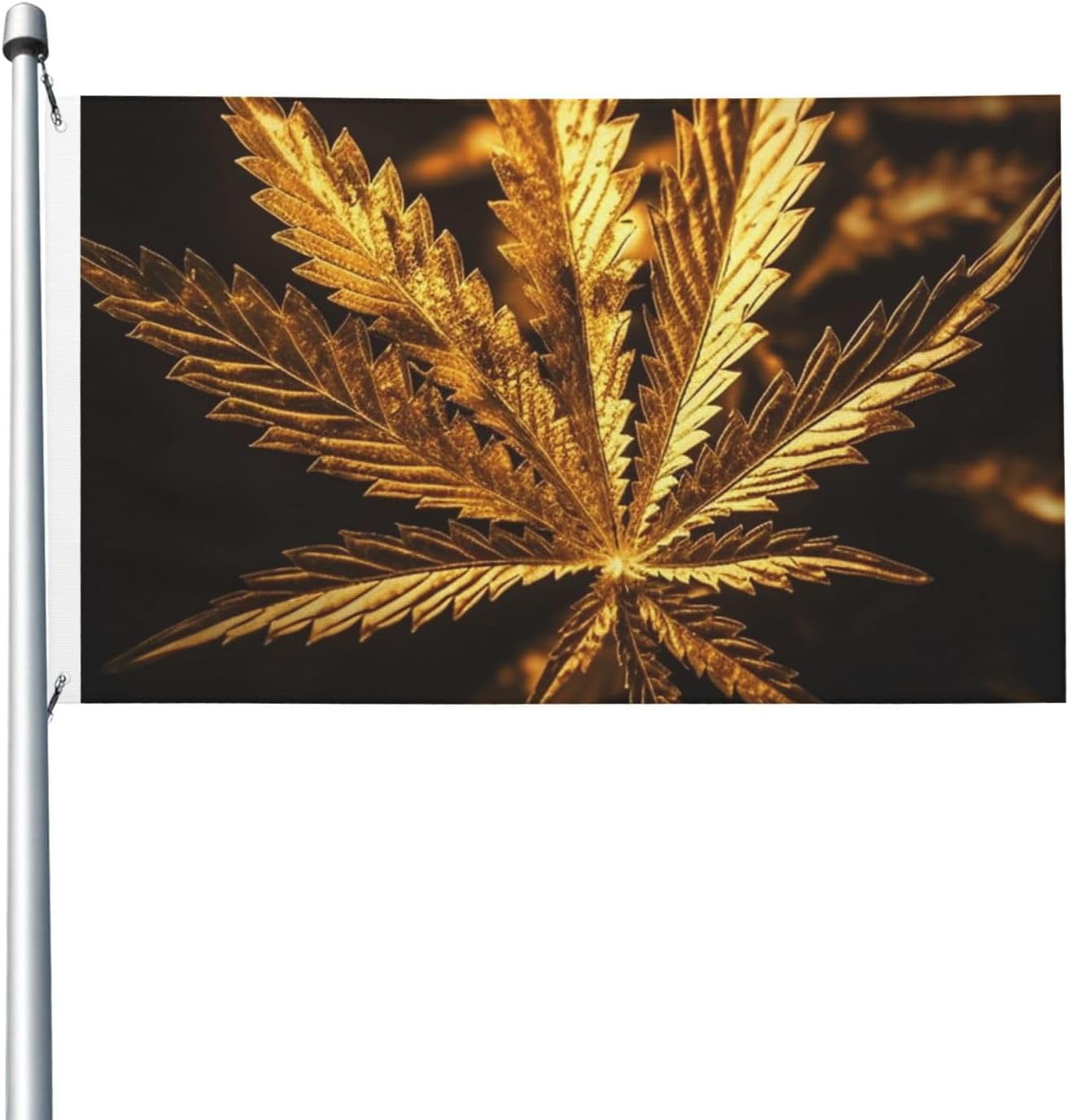 Golden Cannabis Flag 4.85x8 ft Flags for Outside Funny Banner Garden ...