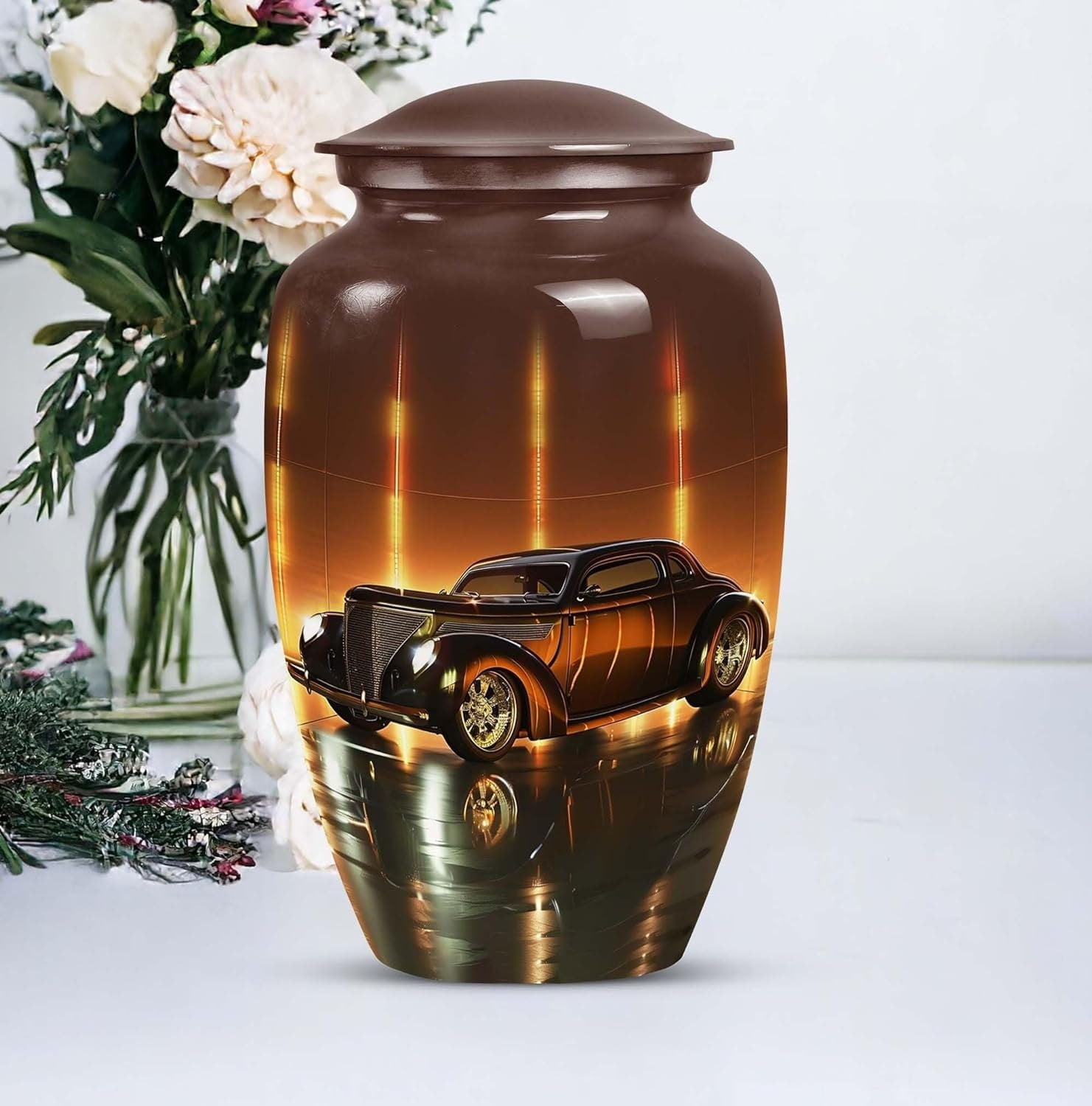 Golden Car Urn, Memorial Urn for Human Ashes, Decorative Keepsake Urn ...