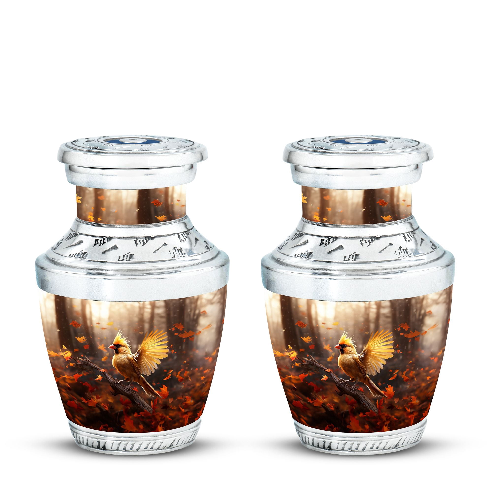 Golden Cardinal Bird Elegant Cremation Urn for Small Portions of Ashes ...