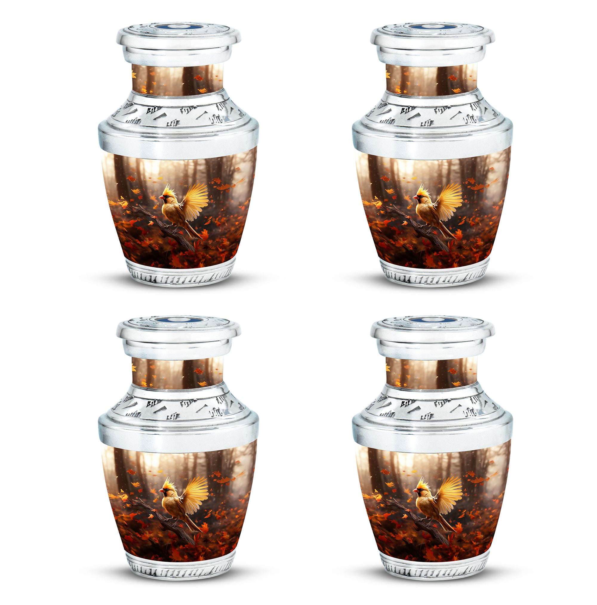 Golden Cardinal Bird Petite Funeral Urn for Adult Males - Sleek Ash ...