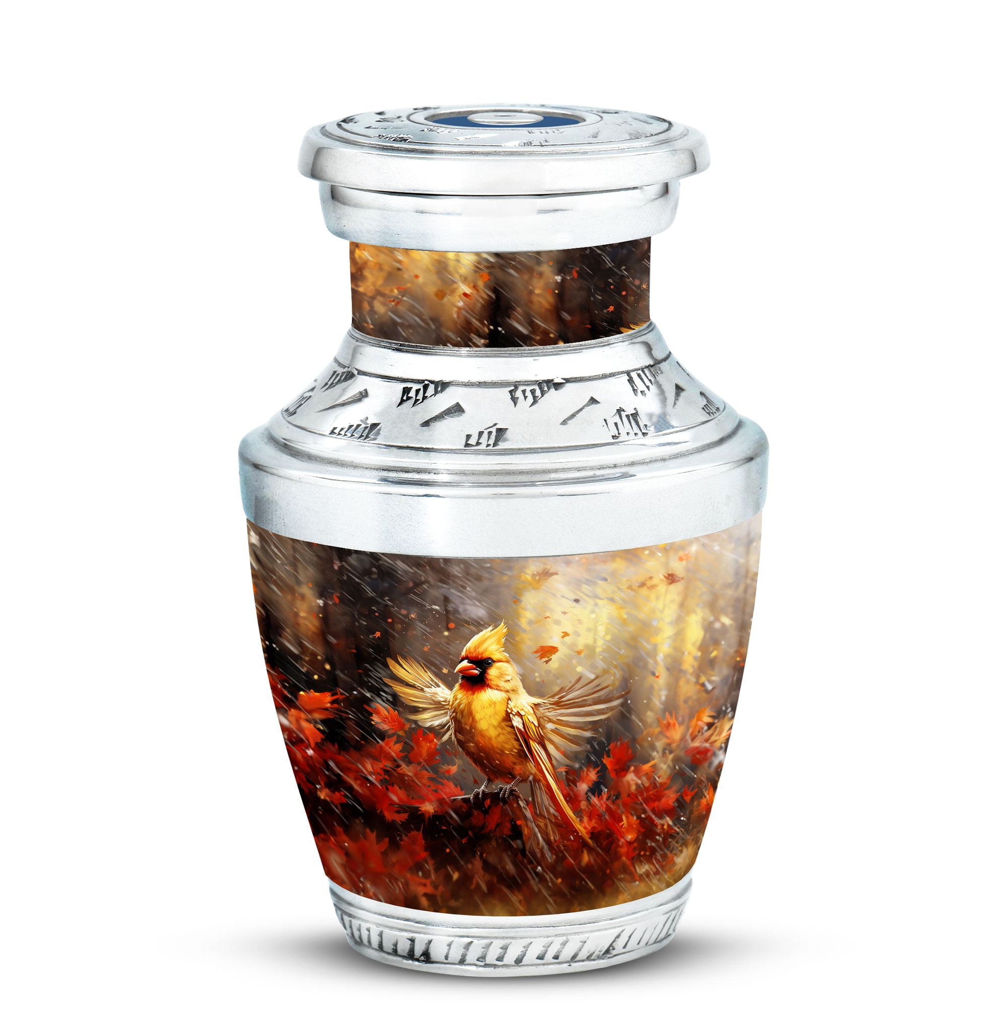 Golden Cardinal Bird Petite Pearl - Mini Urn for Human Ashes - Precious ...
