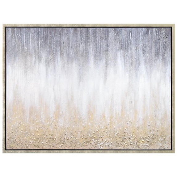 Golden Cascade Textured Glitter Hand Painted Framed Canvas Wall Art ...