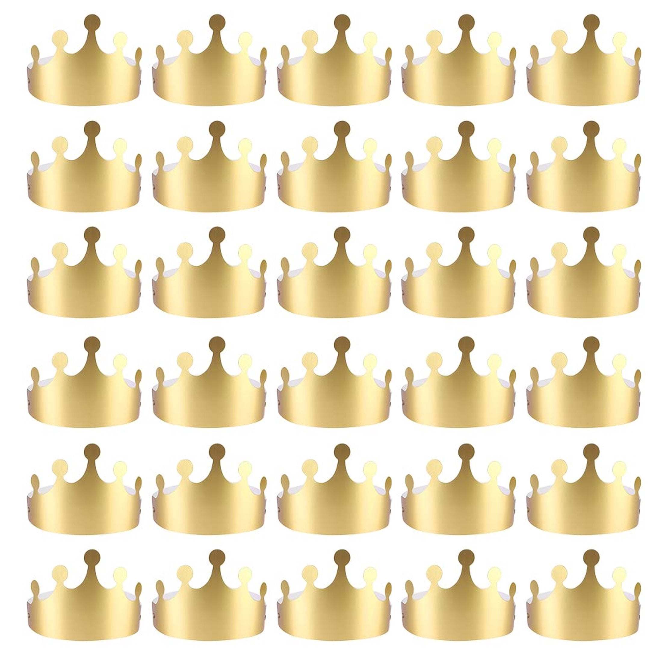 Golden Celebration Crowns - 30 Adjustable Paper Crowns for Birthday ...
