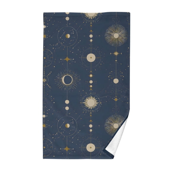 Golden Celestial Map Bath Towel 100% Cotton Soft Thick High Absorbency ...