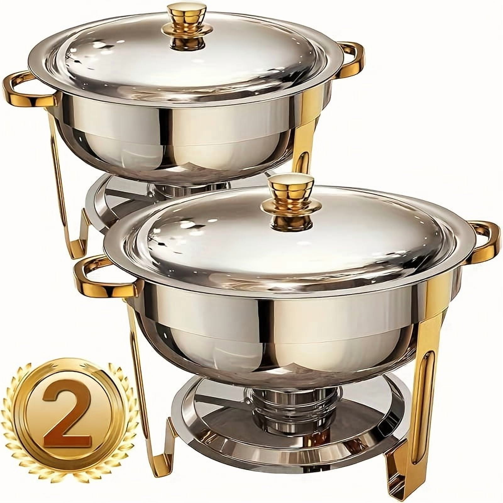 [Golden Chafing Dishes] 2/4 Pack Golden Round Chafing Dishes Buffet Set ...