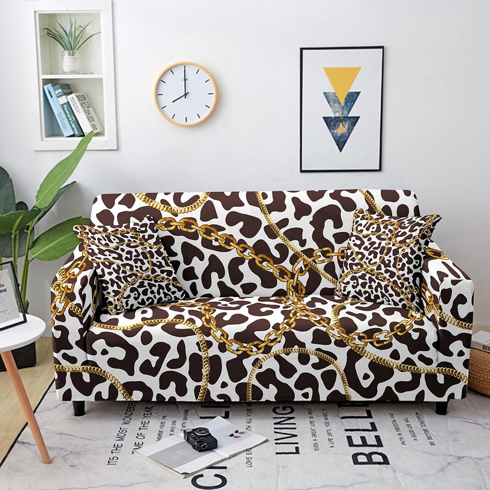 Golden Chains Pattern Luxury Sofa Covers for Living Room Stretch ...