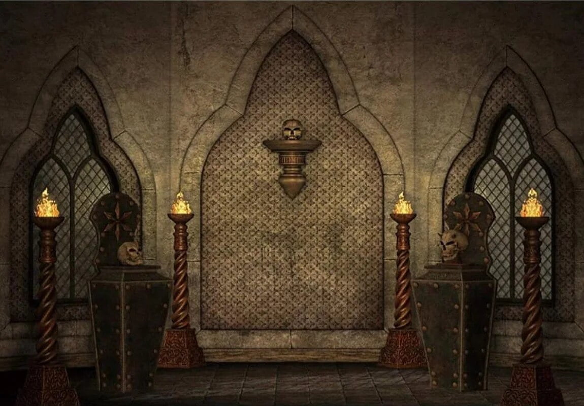 Golden Chandelier Staircase Magnificent Medieval Castle Background ...