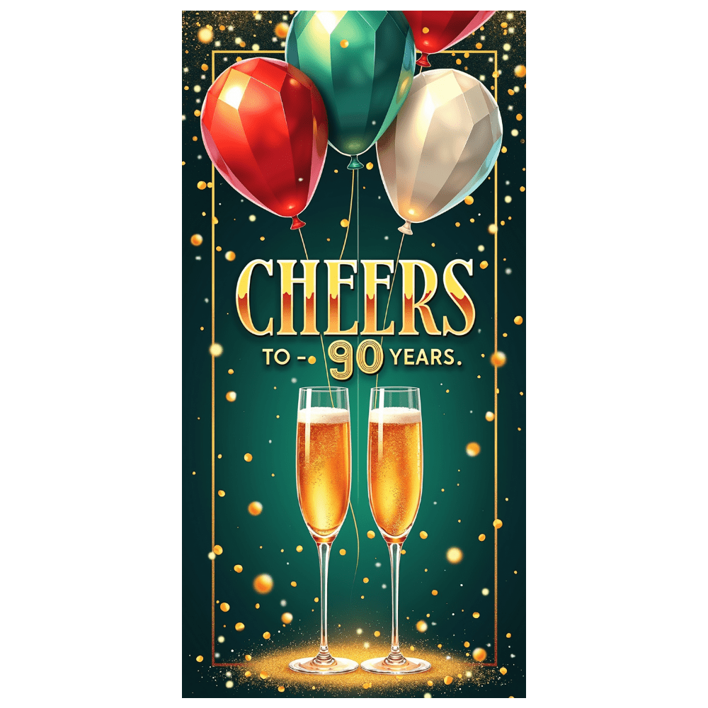 Golden Cheers 90 Years Celebration Backdrop Banner Party Decorations ...