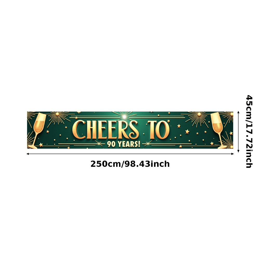 Golden Cheers 90 Years Celebration Backdrop Banner Party Decorations ...