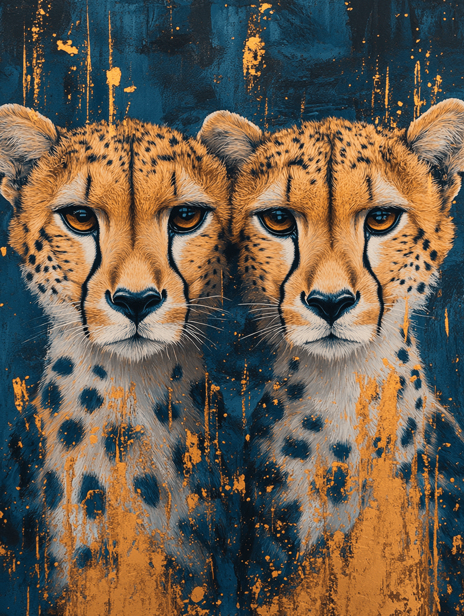 Golden Cheetah Canvas Art Print， Perfect for Living Room， Bedroom ...