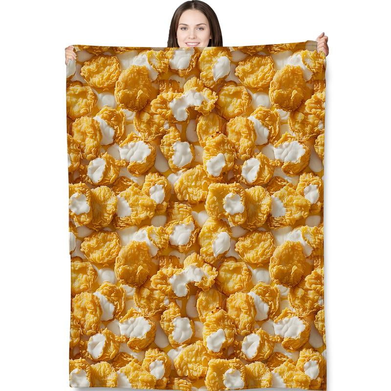Golden Chicken Nuggets 3D Funny Realistic Food Ultra-Soft Throw Blanket ...